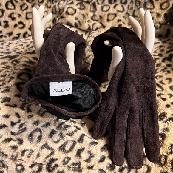 Aldo | Accessories | Aldo Dark Chocolate Long Vintage Suede Gloves ...